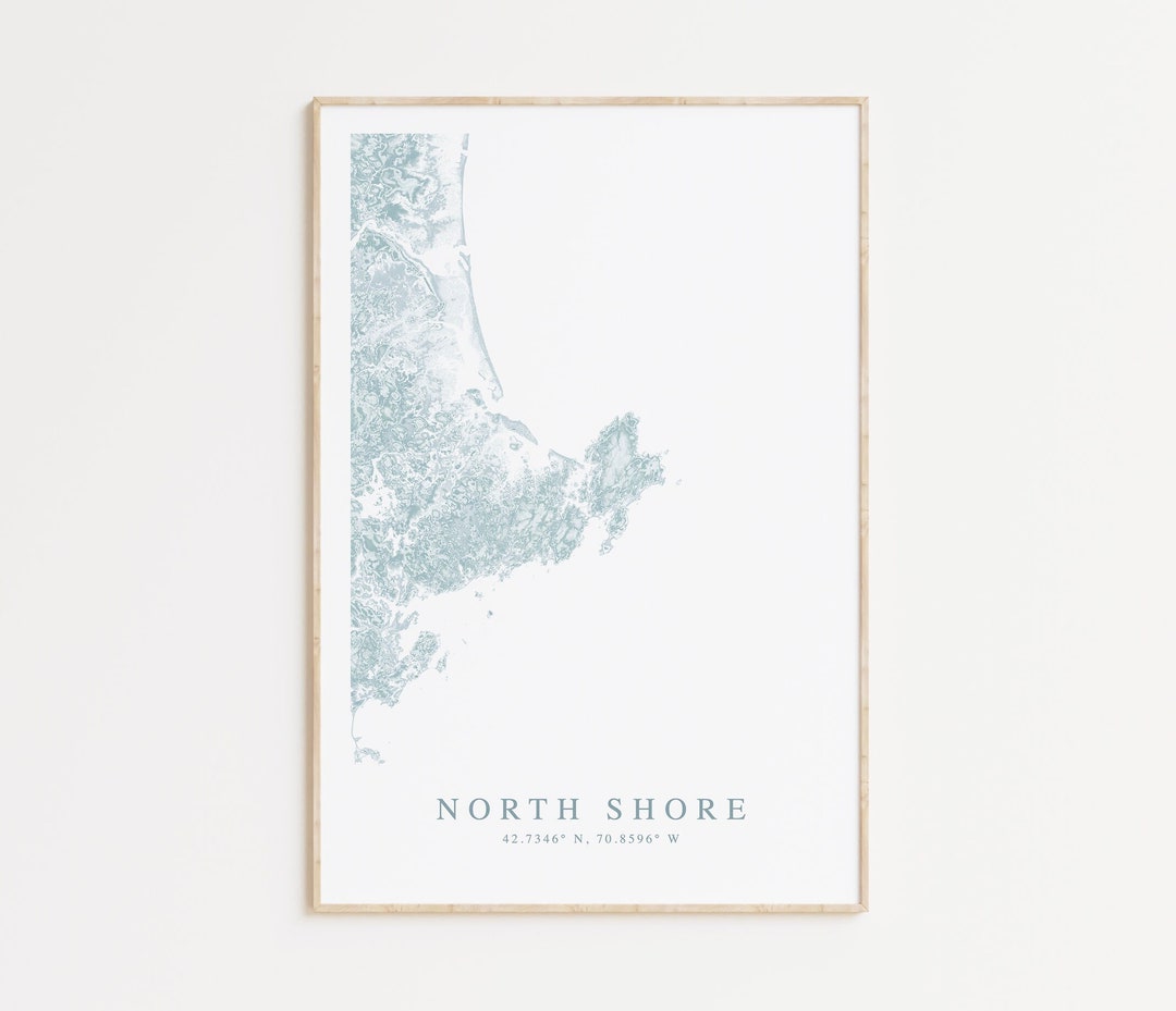North Shore Massachusetts Map Print, Map of Massachusetts, Boston Gift ...