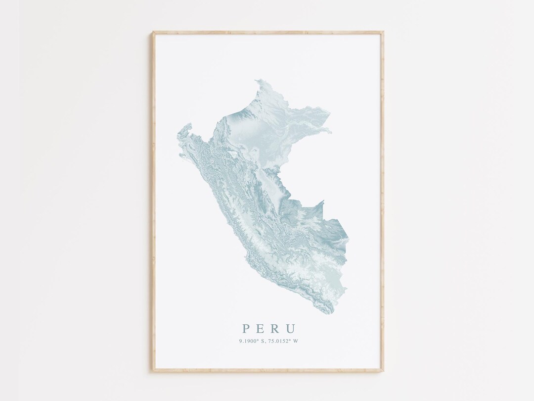 Peru Map Print, Map of Peru, South America Gift, Peru Wall Art, Beach ...