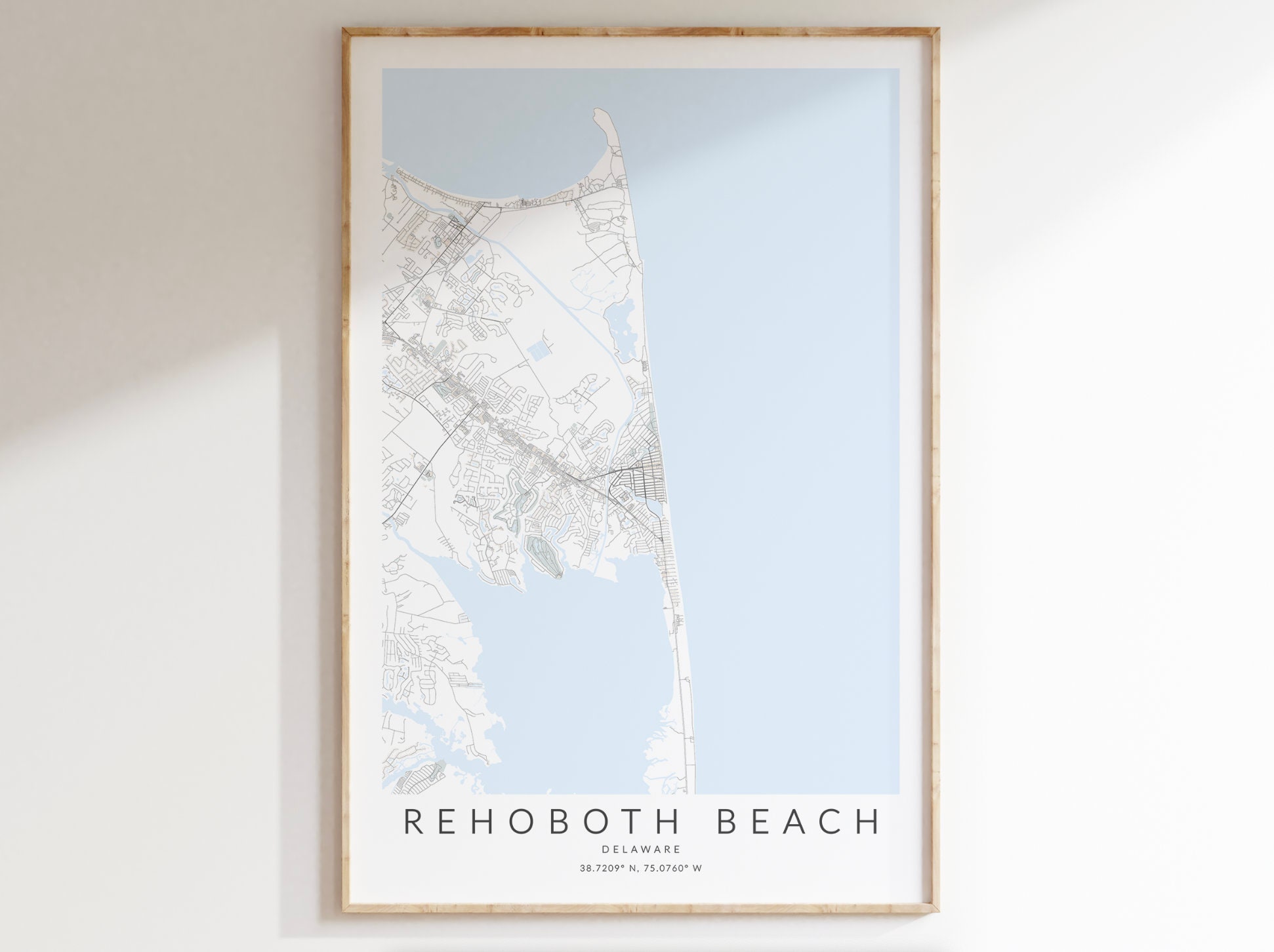 Rehoboth Beach Map Print, Delaware Map Print, Rehoboth Beach Poster ...