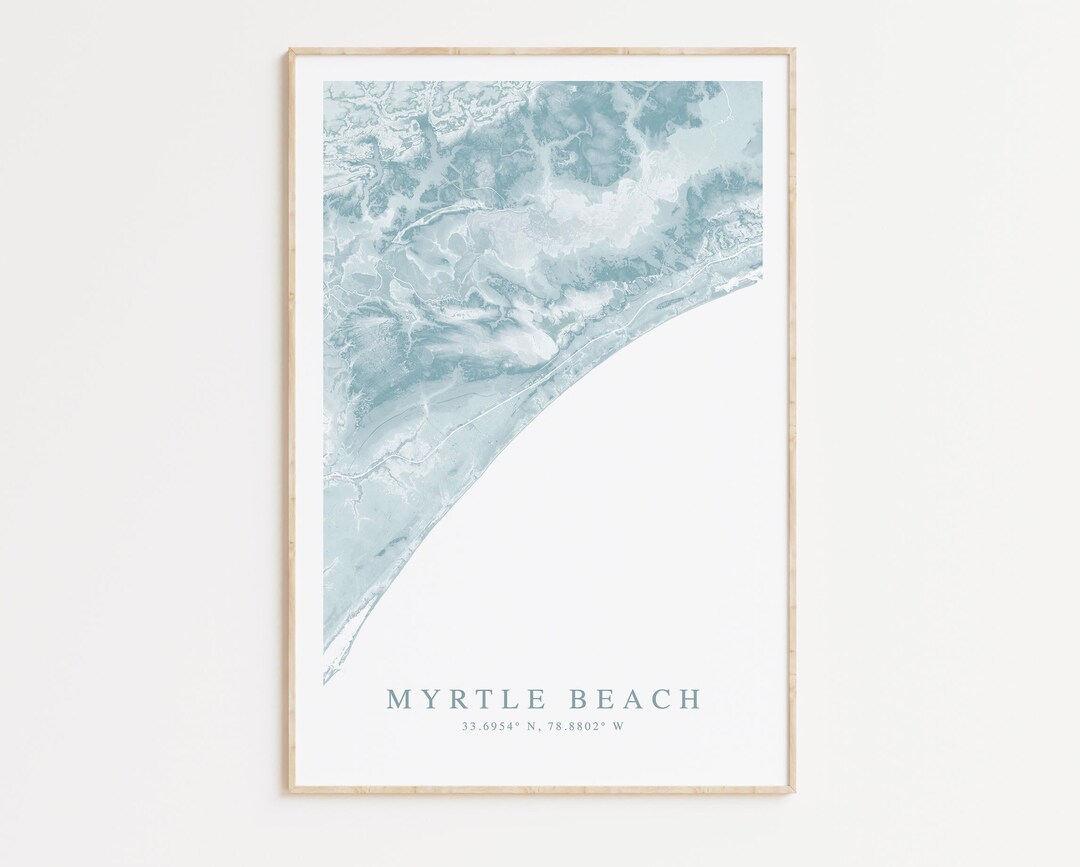 Myrtle Beach Map Print, Myrtle Beach Gift, South Carolina Wall Art ...