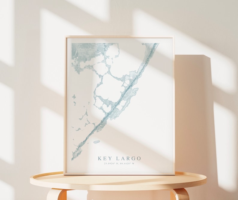 Key Largo Florida Map Print, Map of Key Largo, Florida Keys Map Print ...
