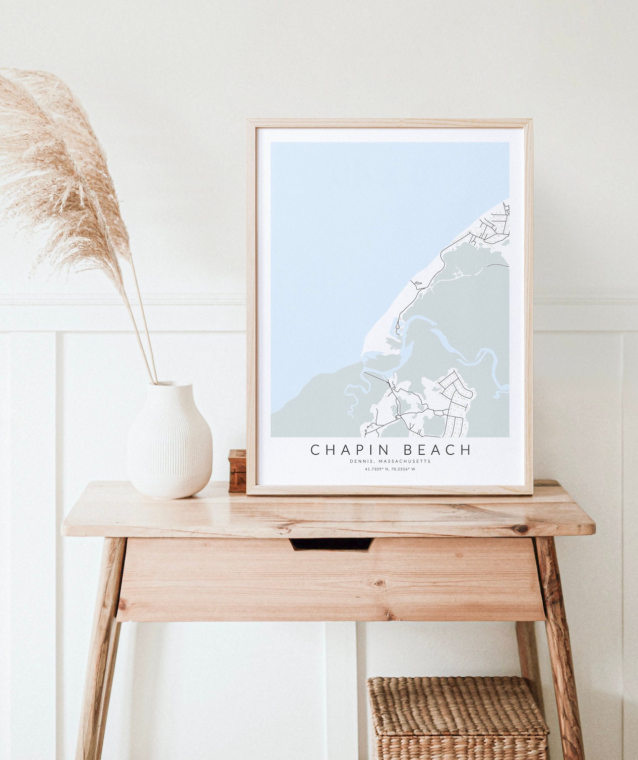 Chapin Beach Map Print, Cape Cod Map Print, Dennis Massachusetts Poster ...