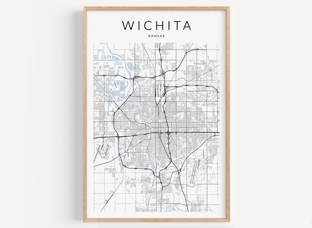 Wichita Map Print, Kansas Map Print, Wichita Kansas Poster, Wichita ...