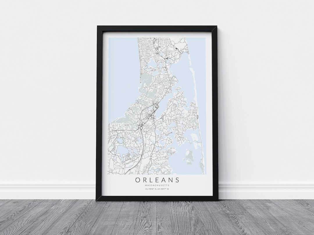 Orleans Massachusetts Map Print, Cape Cod Poster, Map of Orleans, Cape ...
