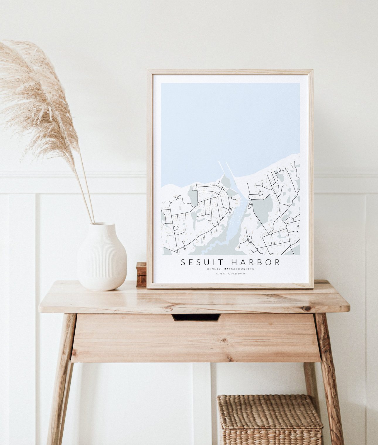 Sesuit Harbor Map Print, Cape Cod Map Print, Dennis Massachusetts Poster, Sesuit Harbor Cape Cod ...