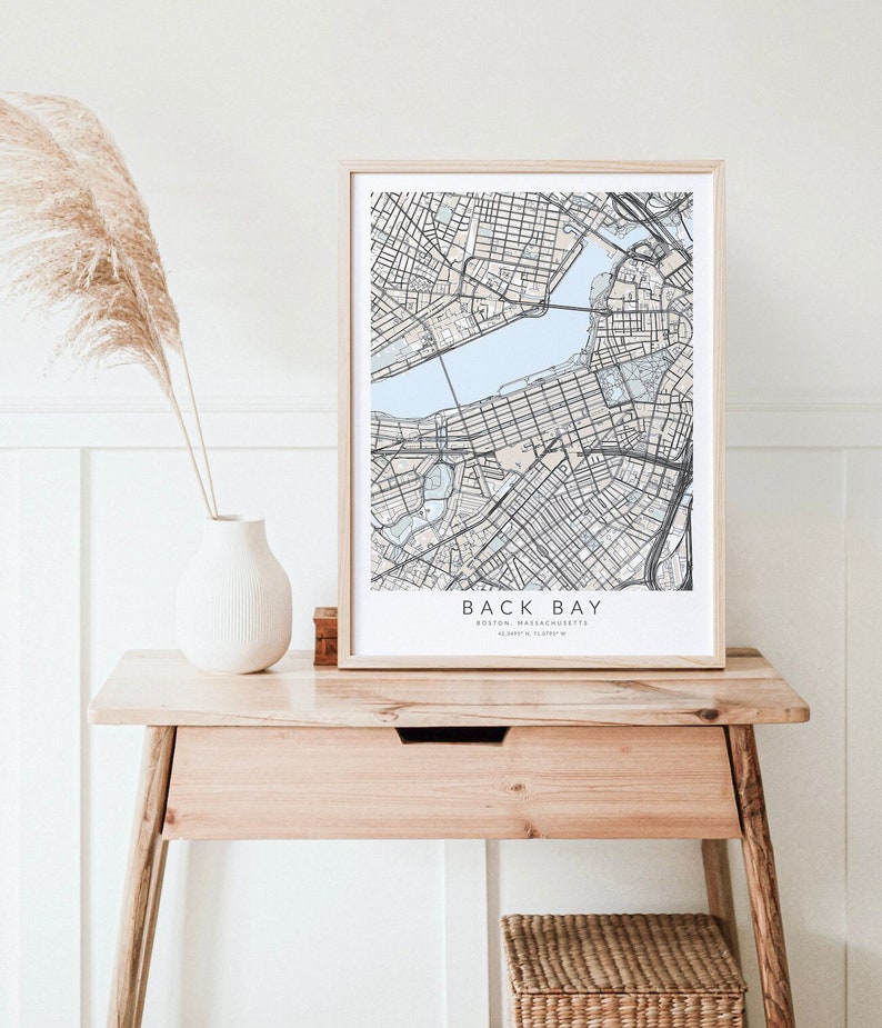 Back Bay Map Print, Back Bay Art, Boston Map Poster, Boston Poster ...