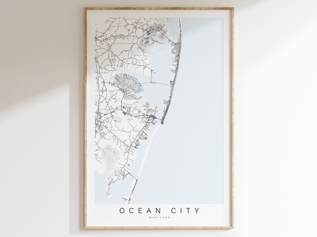 Ocean City Maryland Map Print, Map of Ocean City, Ocean City MD Art ...