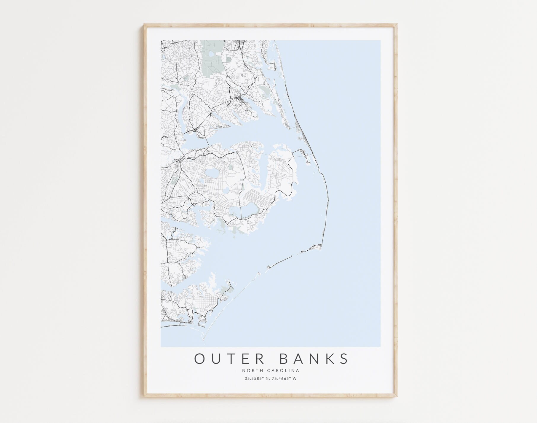 Outer Banks Map Print Outer Banks Poster North Carolina Wall - Etsy