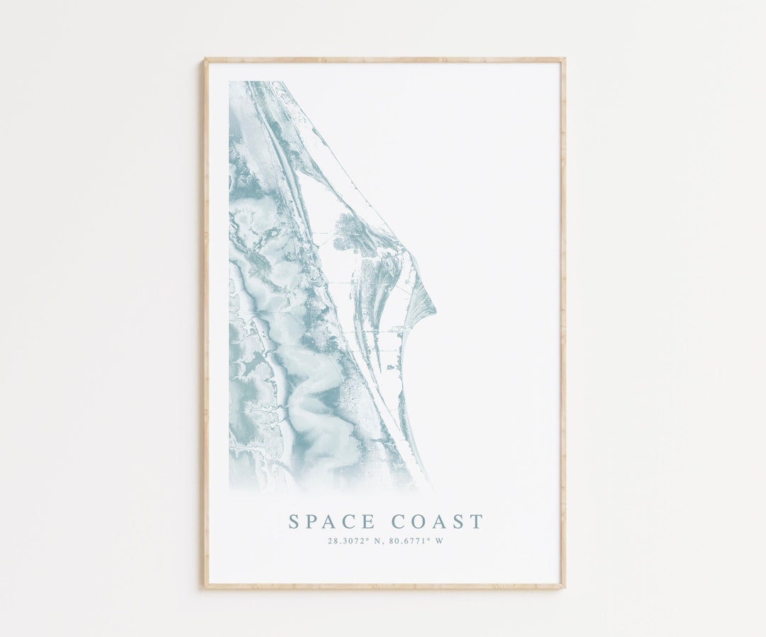 Space Coast Map Print, Space Coast Map Art, Florida Gift, Satellite ...