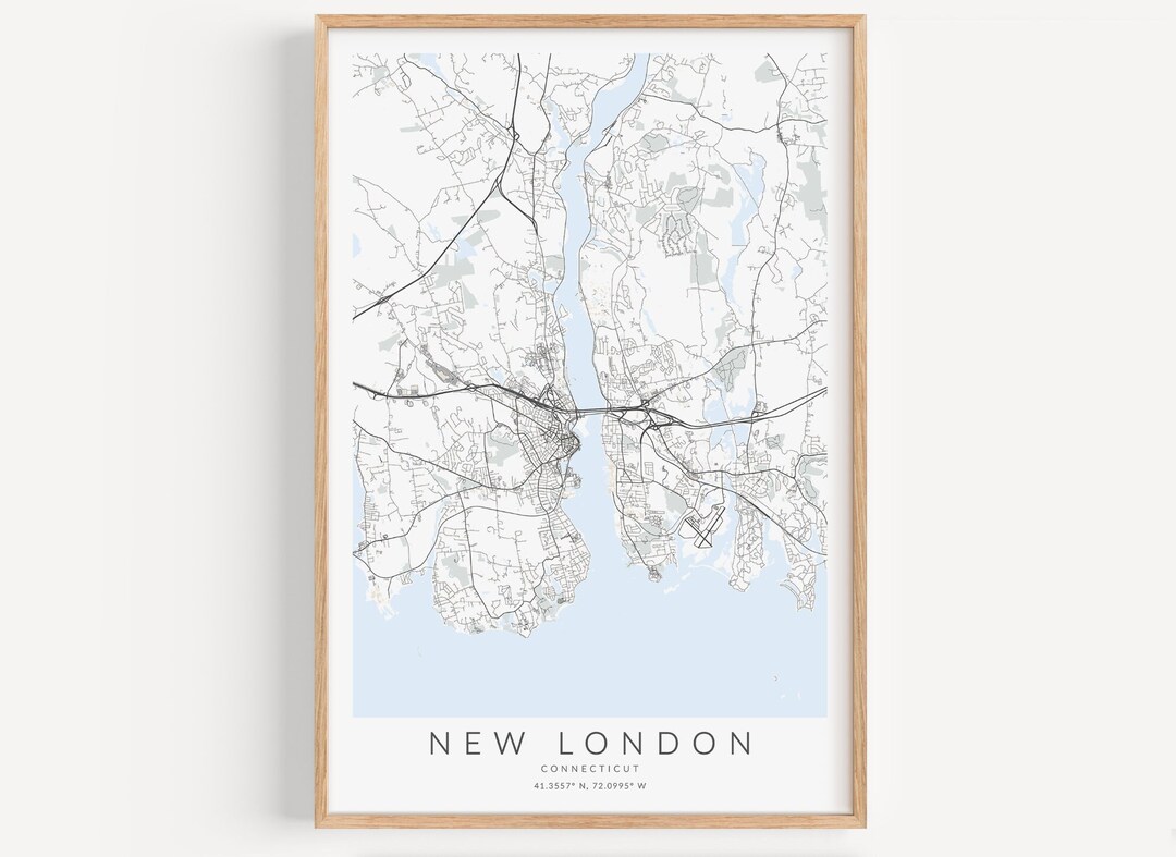 New London Map Print, Connecticut Map Print, New London CT Poster, New ...