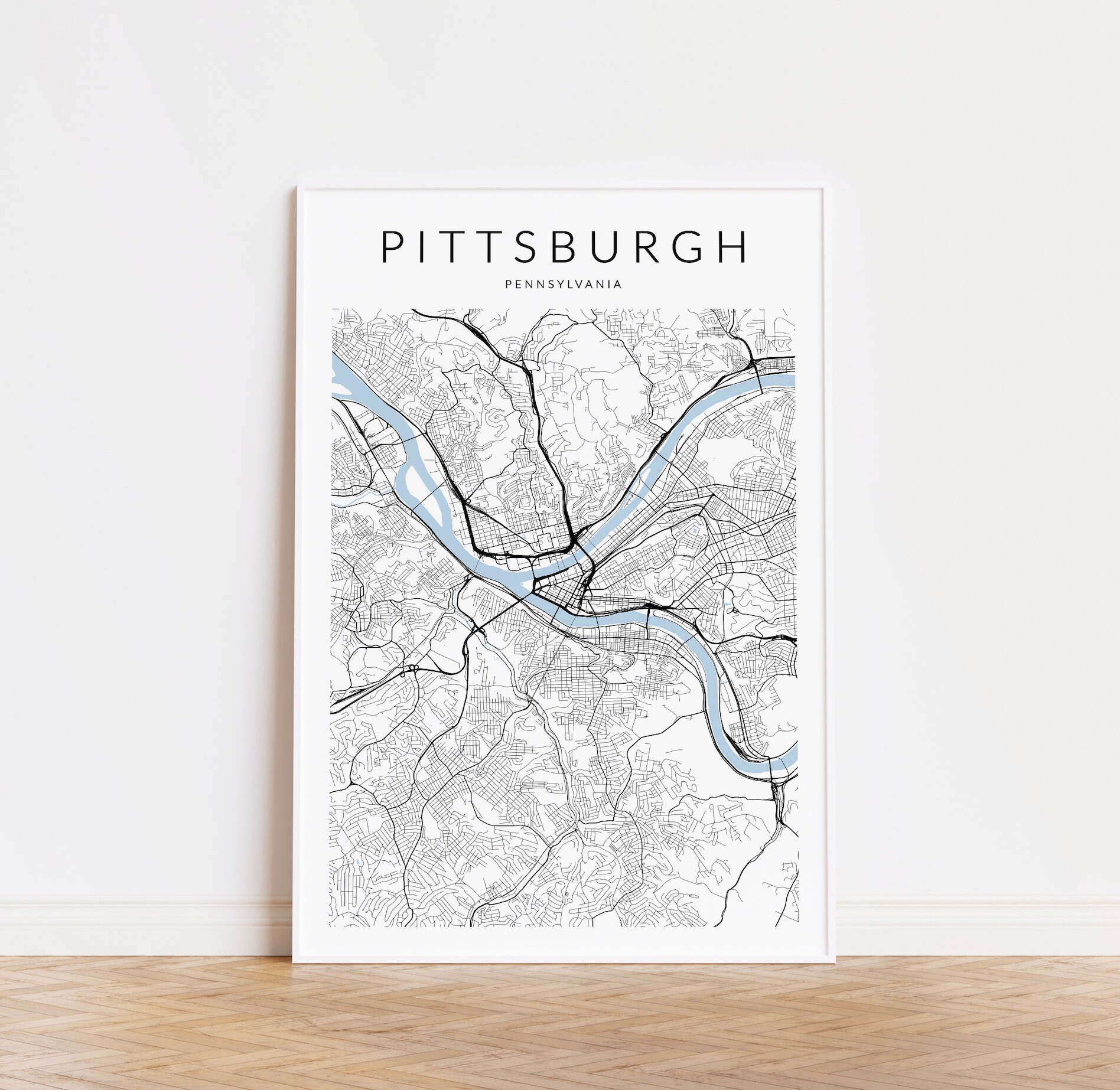 Pittsburgh Map Print, Pennsylvania Map Print, Pittsburgh Pennsylvania ...