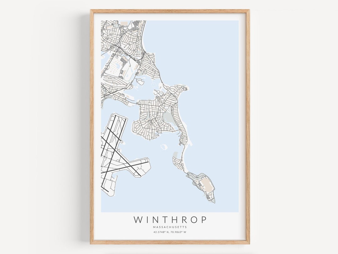 Winthrop Massachusetts Map Print, Winthrop Poster, Winthrop Gift ...