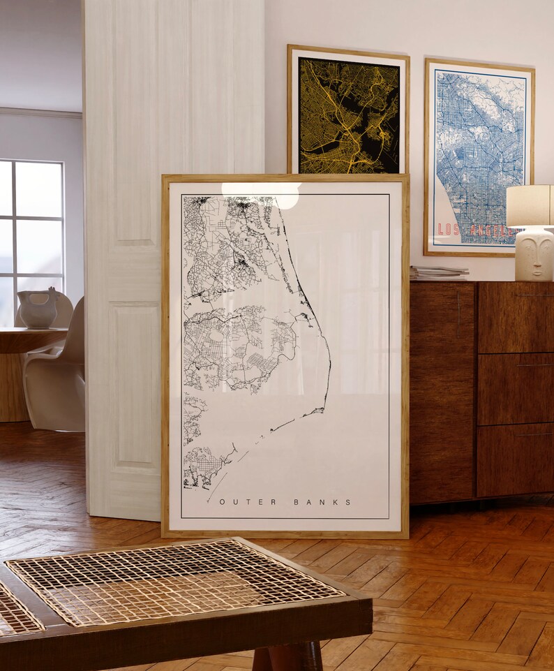 Outer Banks Map Print, North Carolina Map Print, Outer Banks North ...