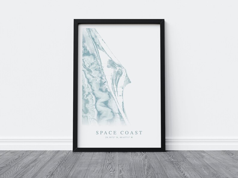 Space Coast Map Print, Space Coast Map Art, Florida Gift, Satellite ...
