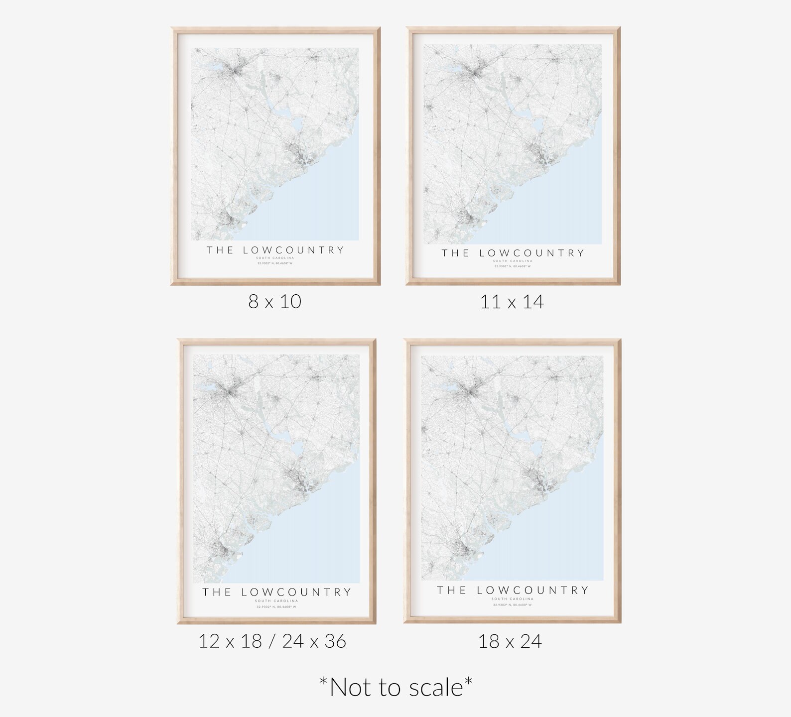 The Lowcountry South Carolina Map Print, Charleston Map Art, Hilton ...