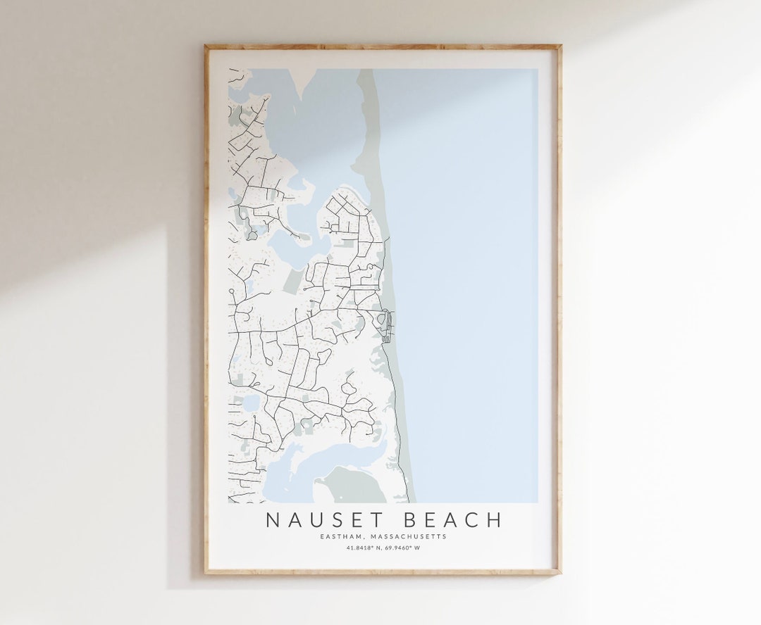 Nauset Beach Map Print, Cape Cod Map Print, Eastham Massachusetts Map ...