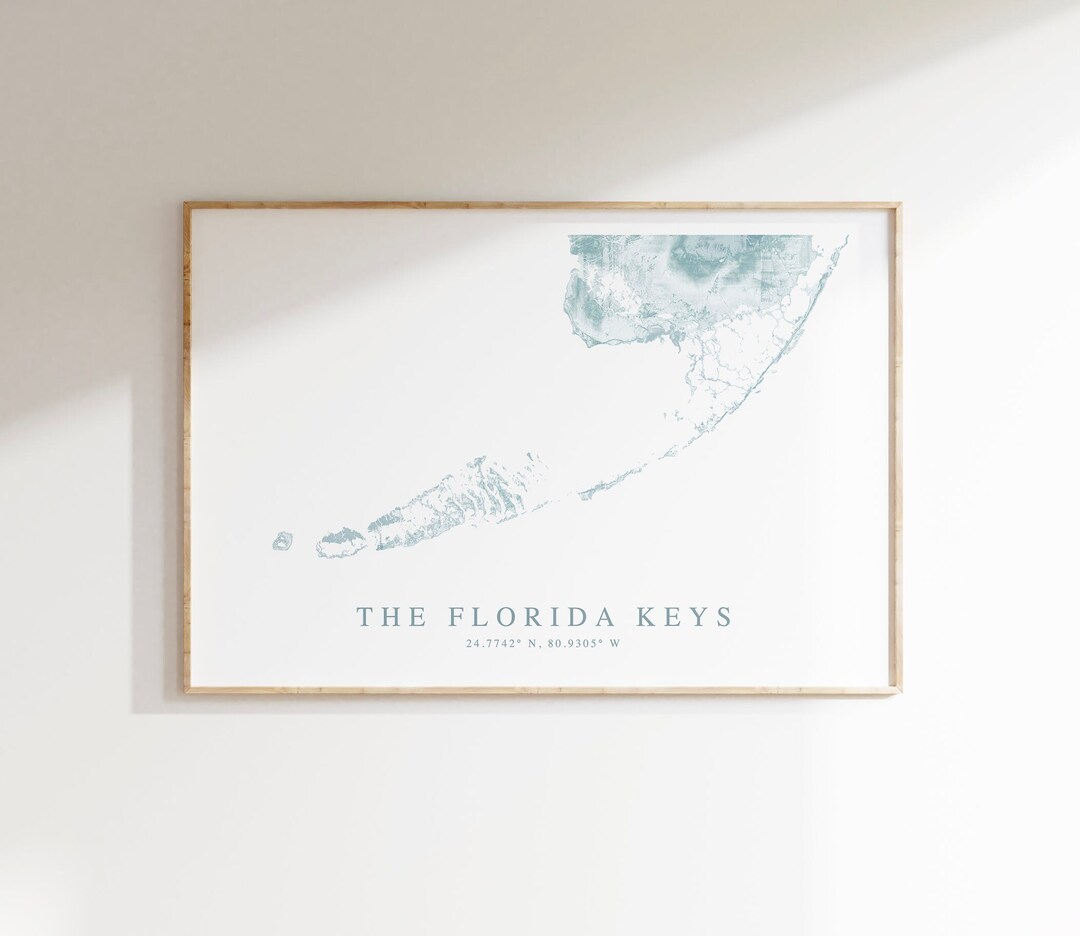 Florida Keys Map Print, Florida Keys Wall Art, Key West Map Print ...
