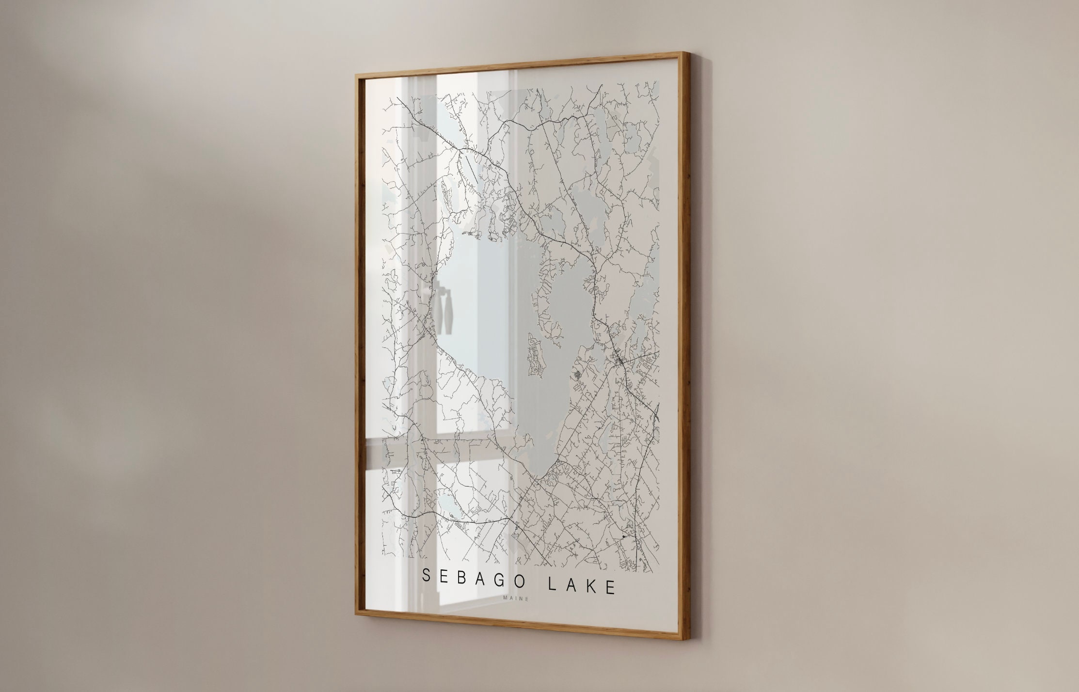 Sebago Lake Map Print, Sebago Lake Maine Poster, Lake House Decor ...