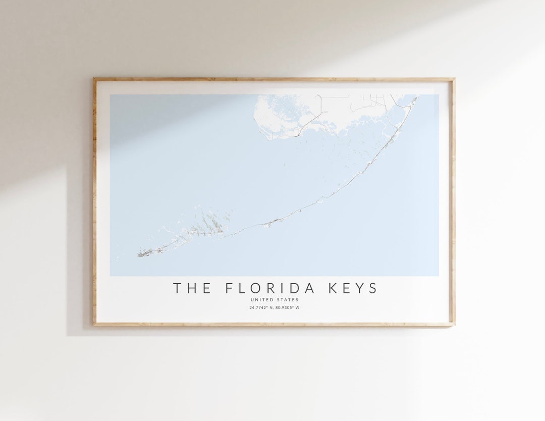 Florida Keys Map Print, Florida Keys Wall Art, Key West Map Print ...