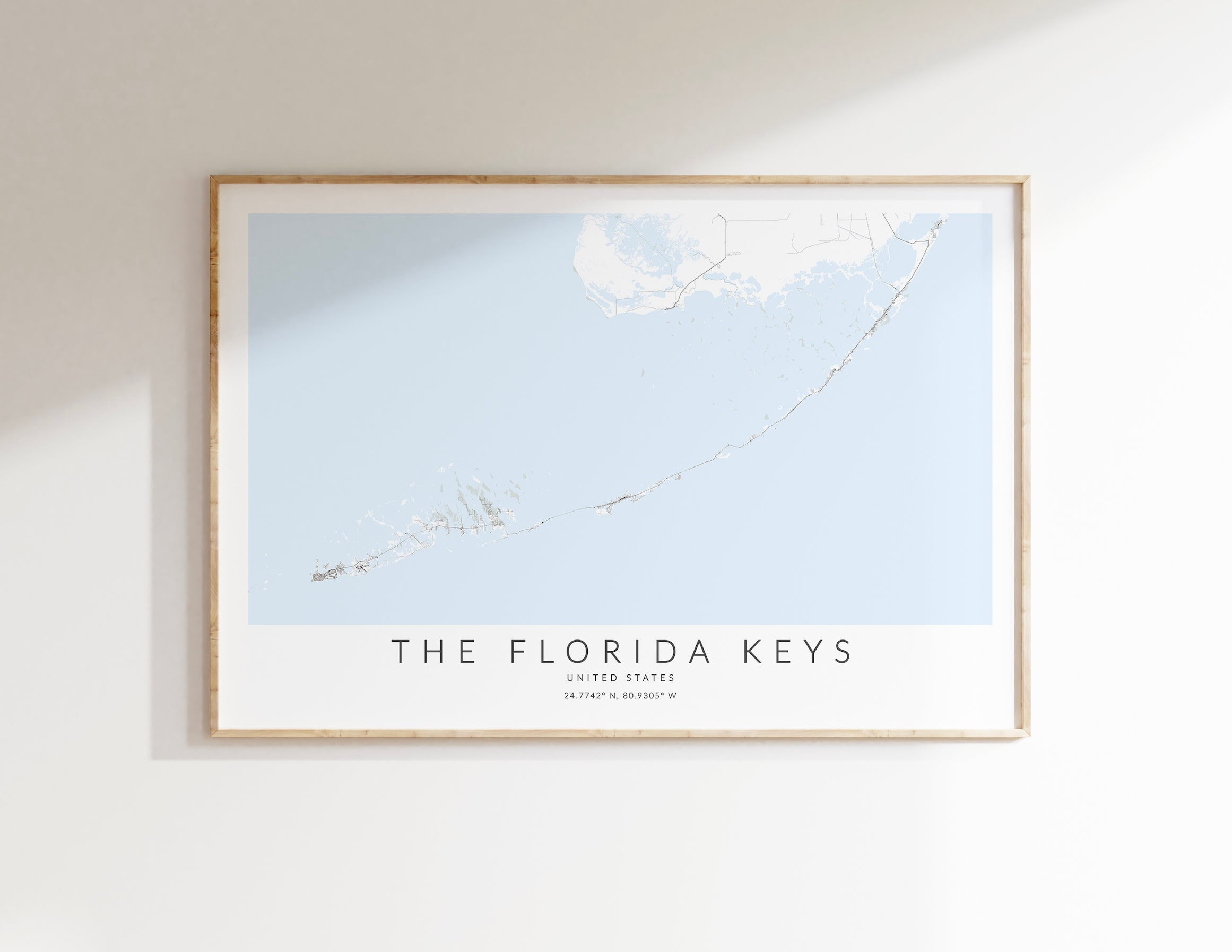 Florida Keys Map Print, Florida Keys Wall Art, Key West Map Print ...