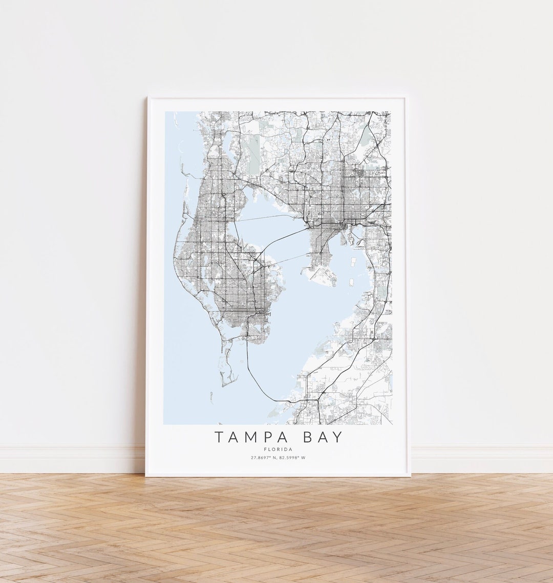 Tampa Bay Map Print Florida Art Nautical Decor Tampa Bay - Etsy