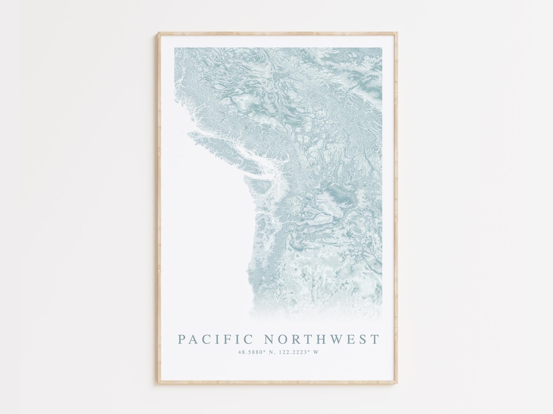 Pacific Northwest Map Print, Map of Pacific Northwest, Puget Sound Gift ...