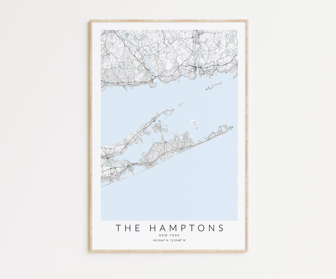 The Hamptons Map Print, Map of the Hamptons, Montauk Poster, the ...