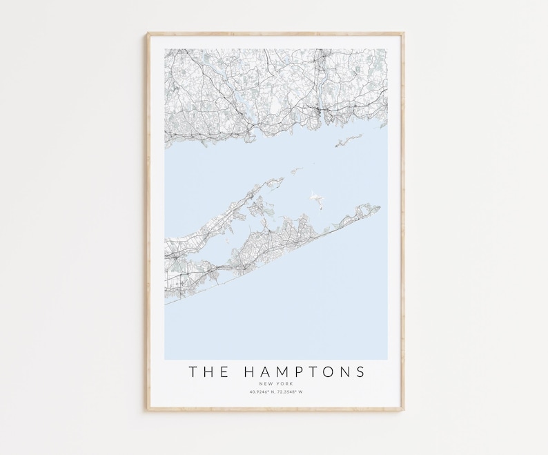 The Hamptons Map Print, Map of the Hamptons, Montauk Poster, the ...