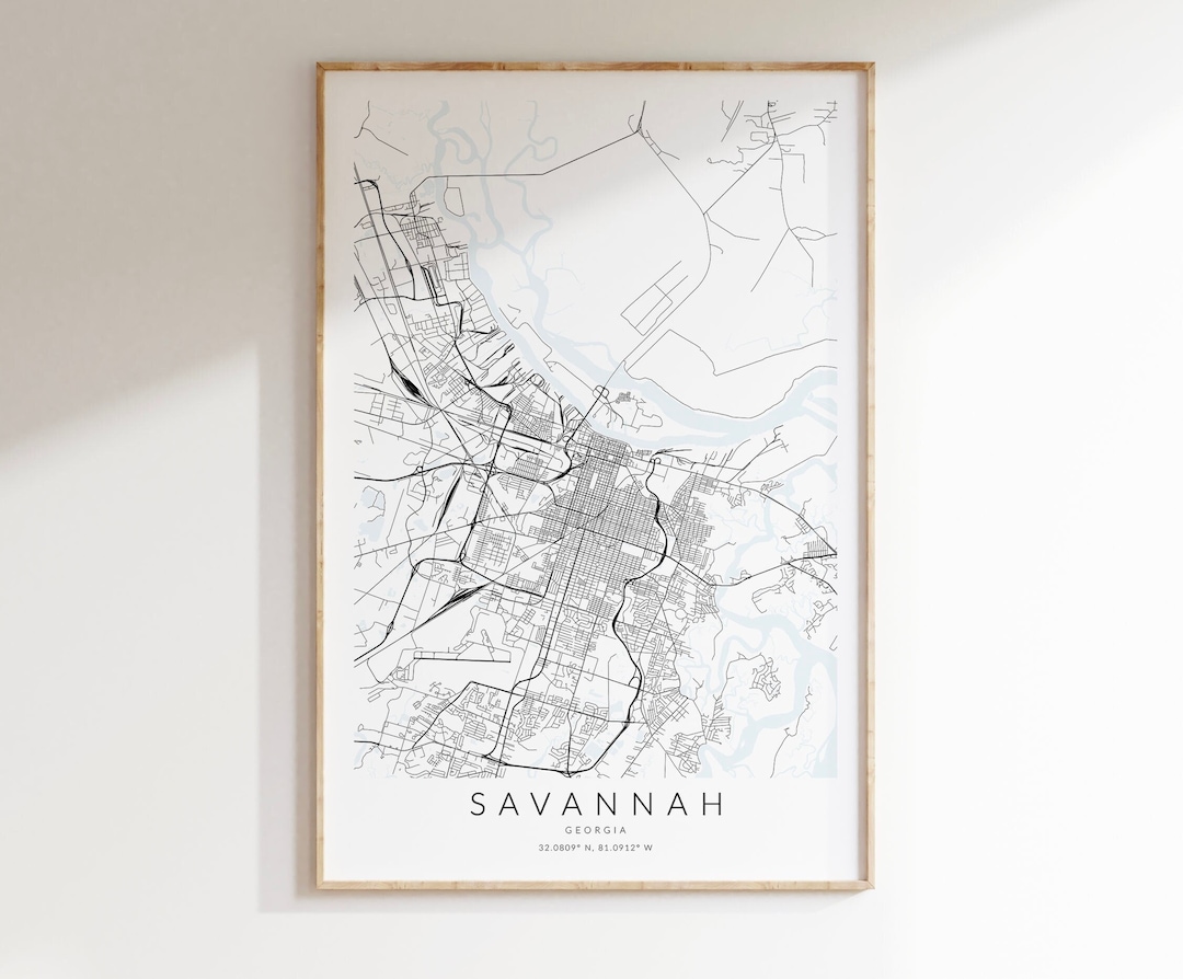 Savannah Map Print, Savannah Georgia Poster, Savannah Map Poster ...