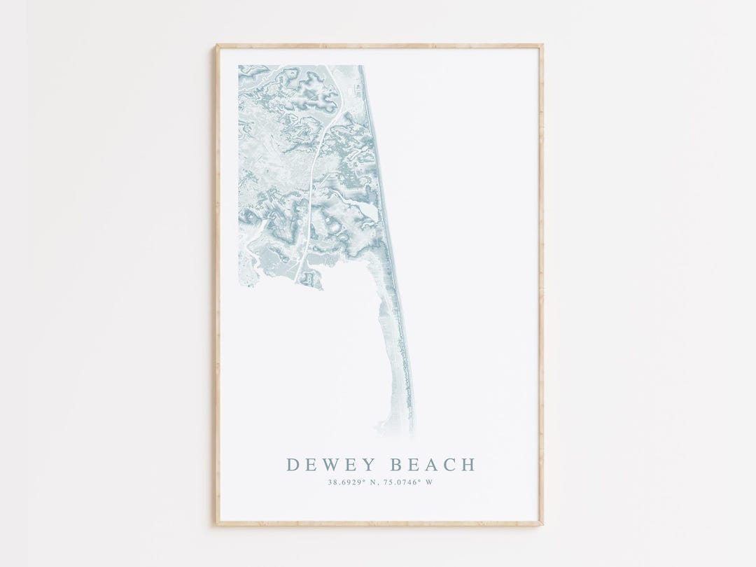 Dewey Beach Map Print, Map of Dewey Beach Delaware, Dewey Beach Gift, Delaware Map Poster ...