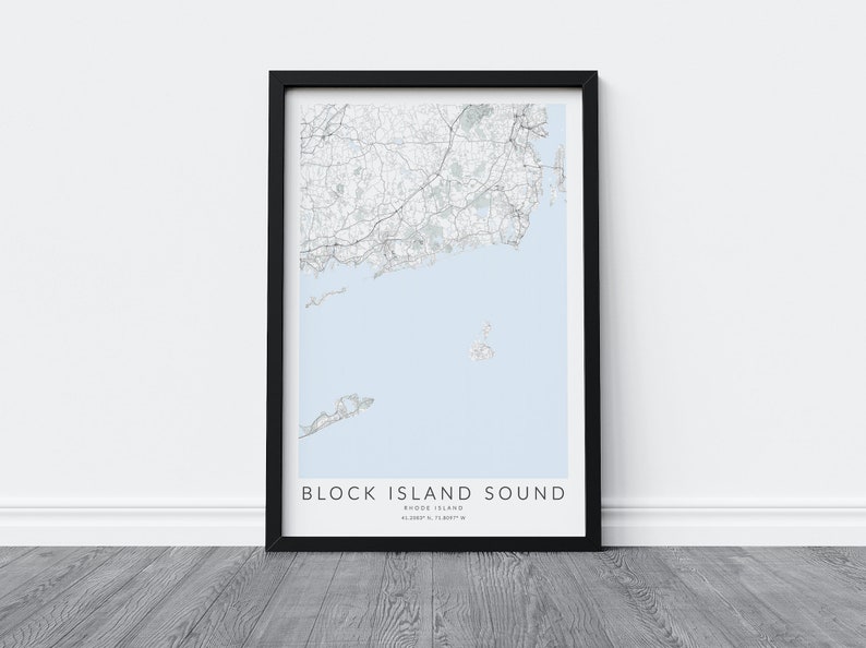 Block Island Sound Map Print, Rhode Island Poster, Block Island Map ...