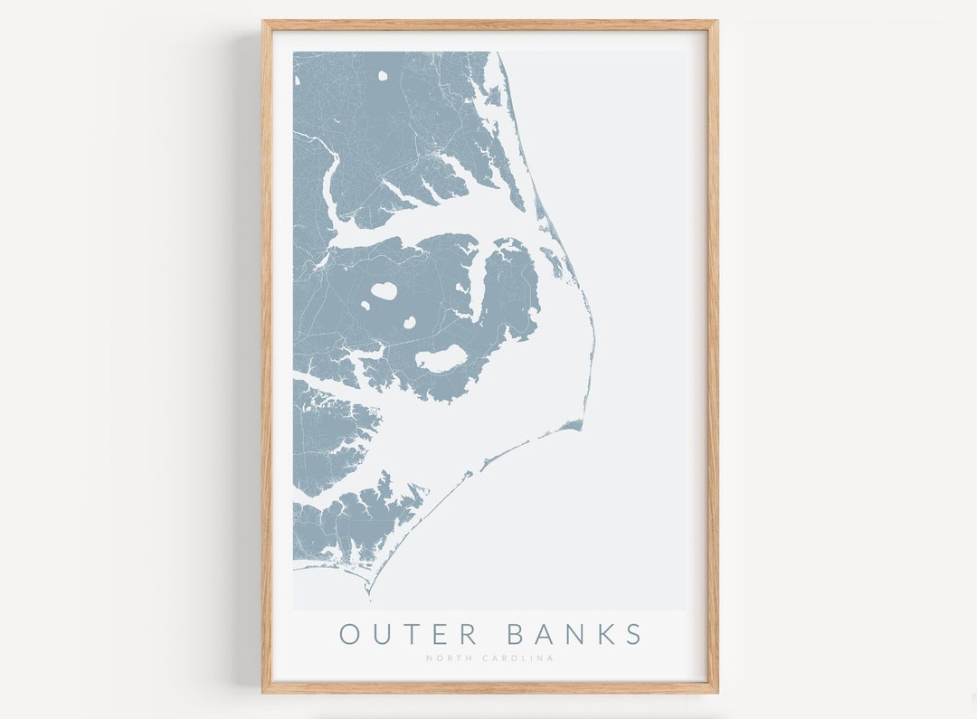 Outer Banks Map Print, North Carolina Map Print, Outer Banks North ...