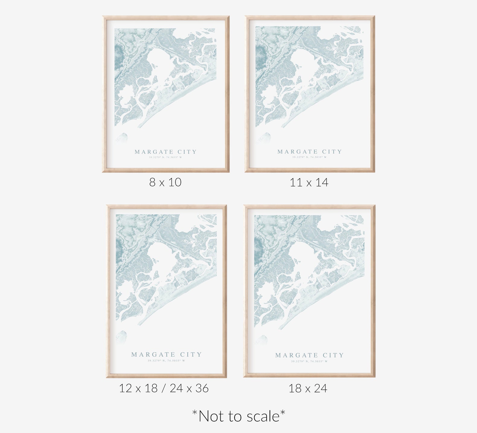 Margate City Jersey Map Print, Map of Margate City, Margate City Gift ...