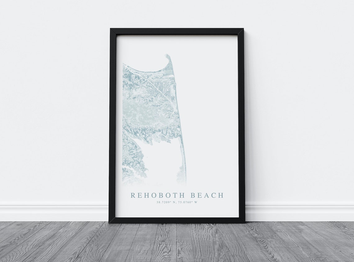 Rehoboth Beach Map Print, Map of Rehoboth Beach, Rehoboth Beach Gift ...