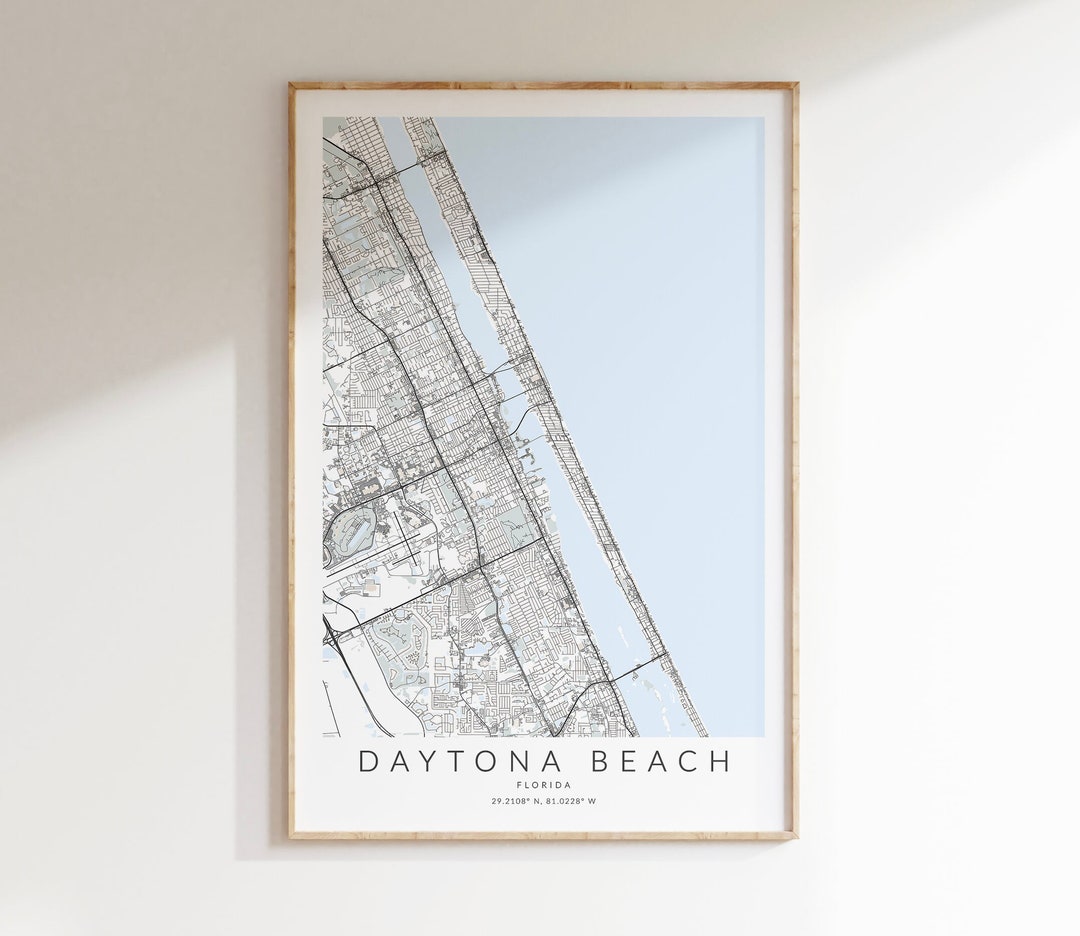 Daytona Beach Florida Map Print, Map of Daytona Beach, Daytona Beach ...