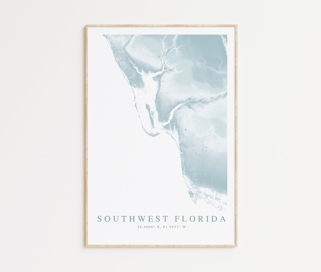 Southwest Florida Map Print, Southwest Florida Poster, Fort Myers Gift ...