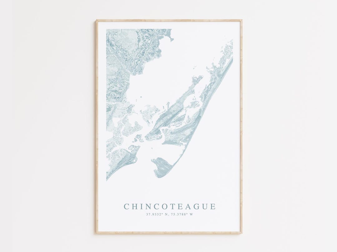 Chincoteague Virginia Map Print, Map of Chincoteague, Virginia Art ...