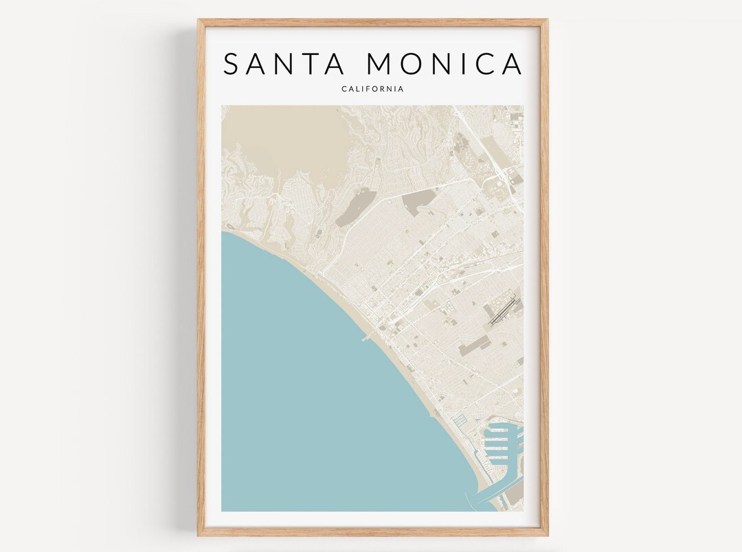Santa Monica Map Print, Map of Santa Monica, Los Angeles Wall Art ...
