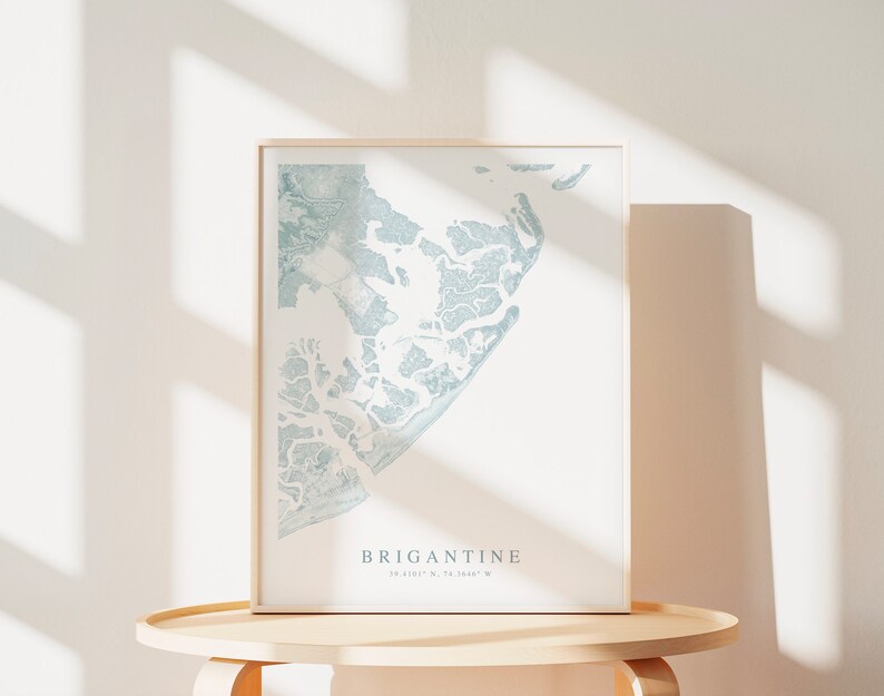 Brigantine New Jersey Map Print, Brigantine City Poster, Brigantine ...