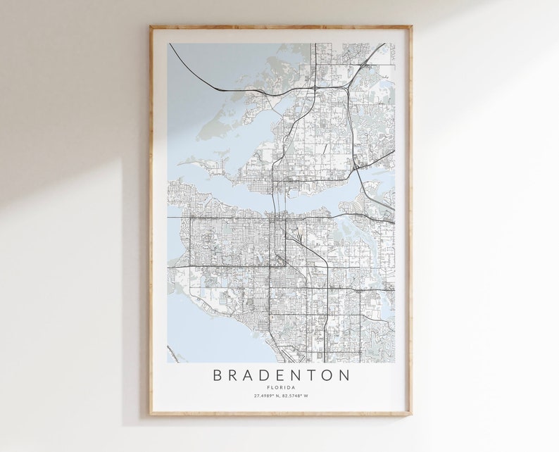 Bradenton Florida Map Print, Map of Bradenton Florida, Bradenton ...