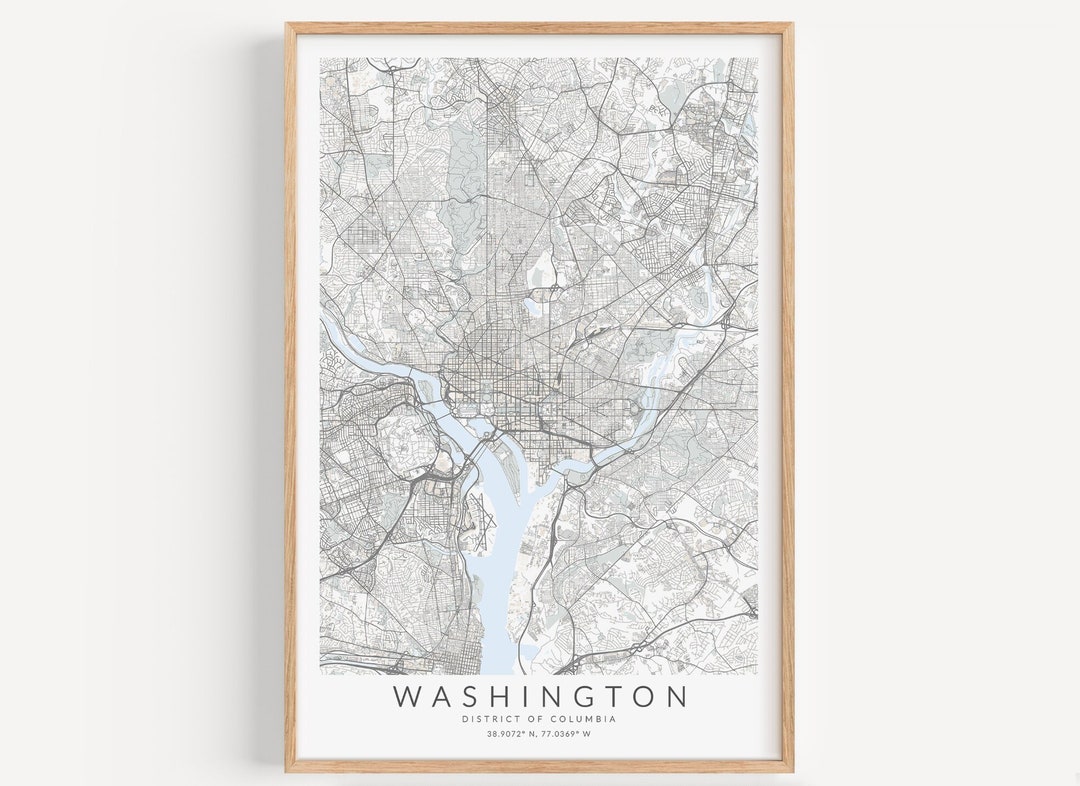Washington DC Map Print, DC Map Print, Washington DC Poster, Washington ...