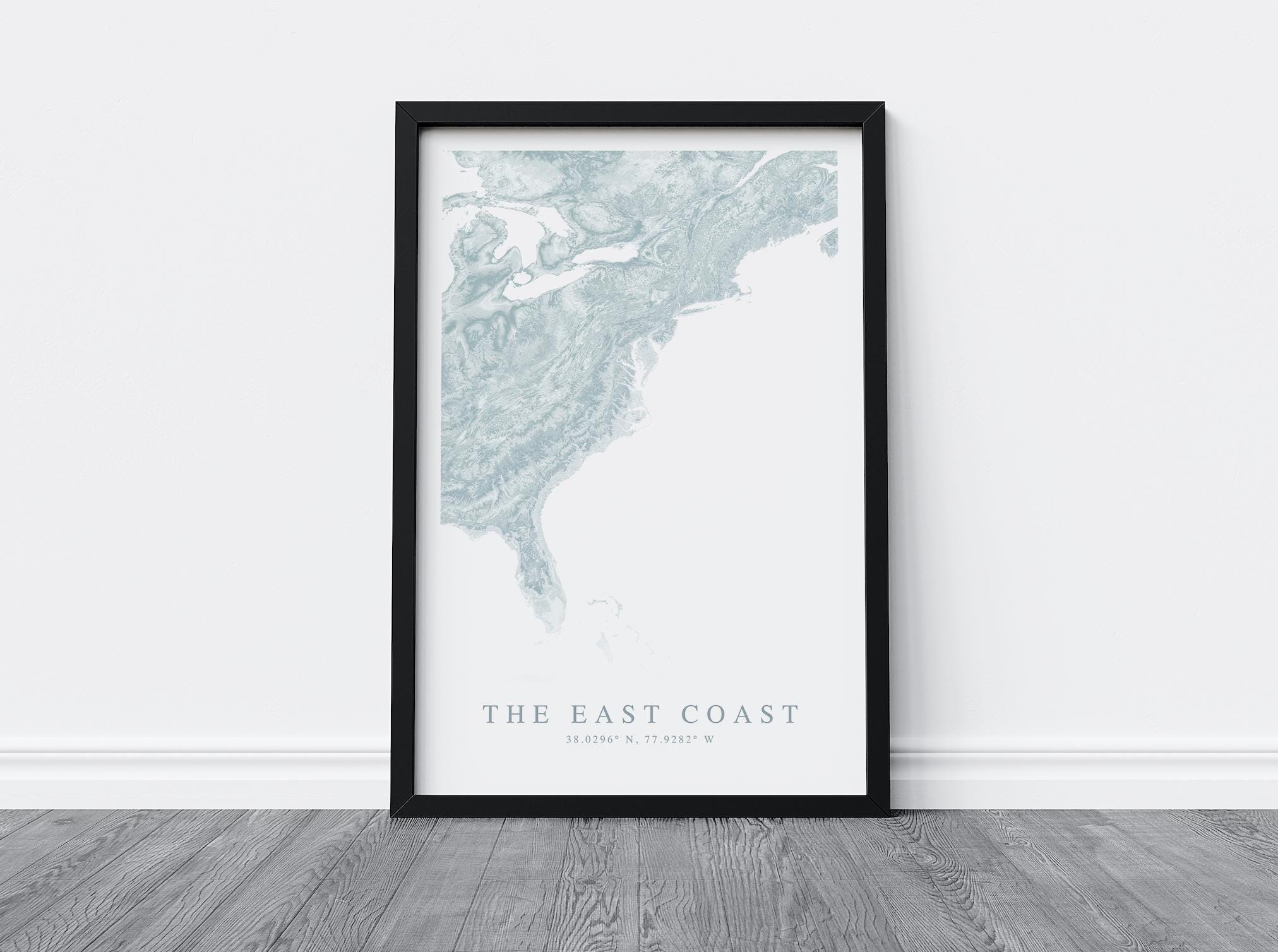 East Coast Map Print, United States Poster, Coastal Print, Blue Wall ...