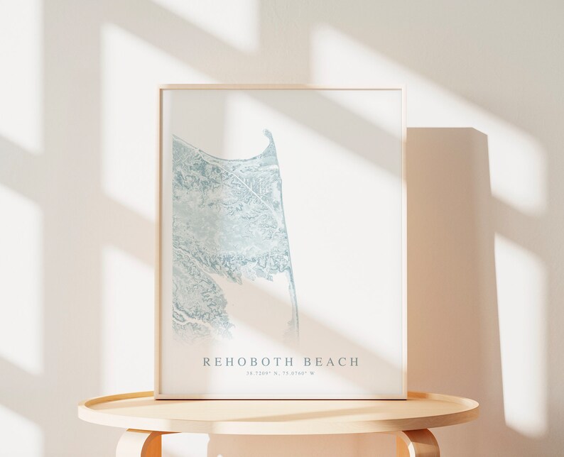 Rehoboth Beach Map Print, Map of Rehoboth Beach, Rehoboth Beach Gift ...