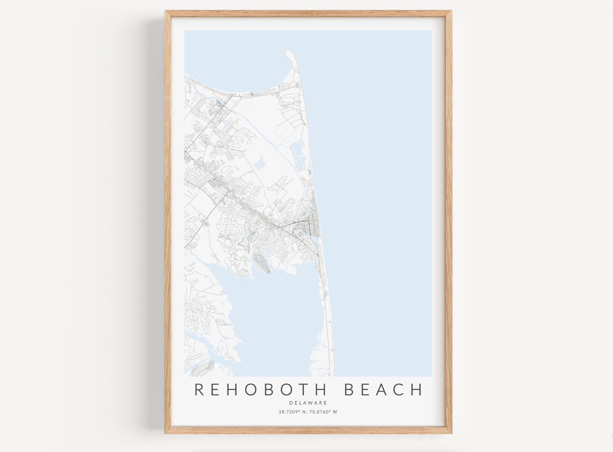 Rehoboth Beach Map Print, Delaware Map Print, Rehoboth Beach Poster ...