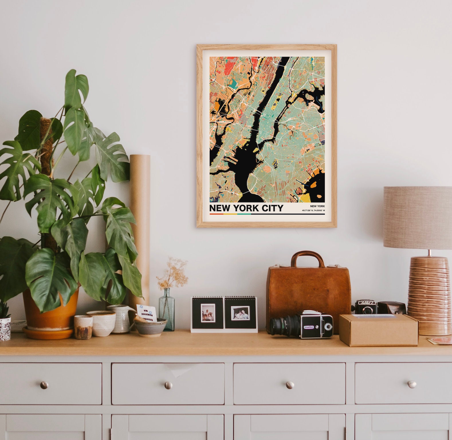 New York City Map Print, Retro NYC Poster, Retro Wall Decor, NYC Wall ...