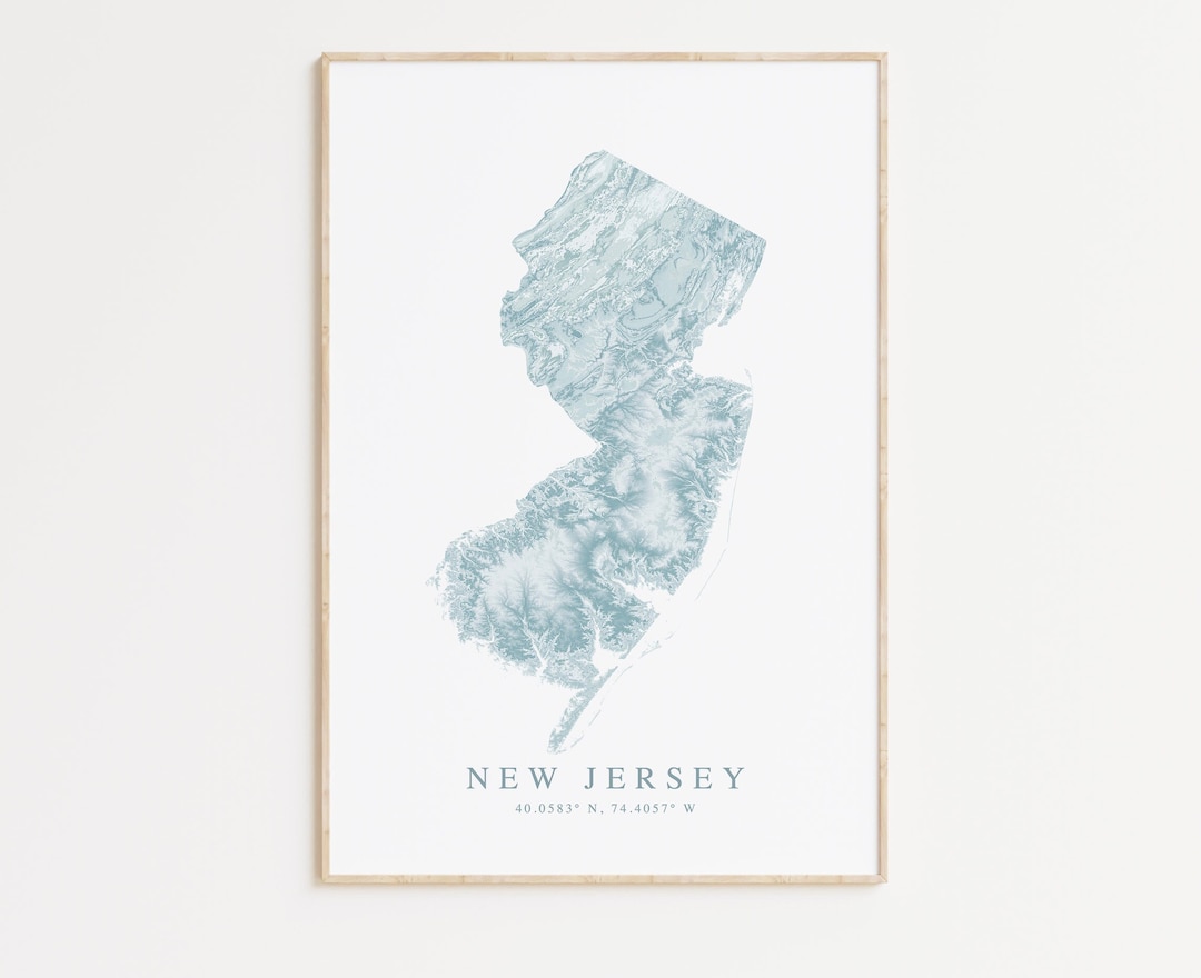 New Jersey Map Print, New Jersey State Poster, New Jersey Beach Home ...