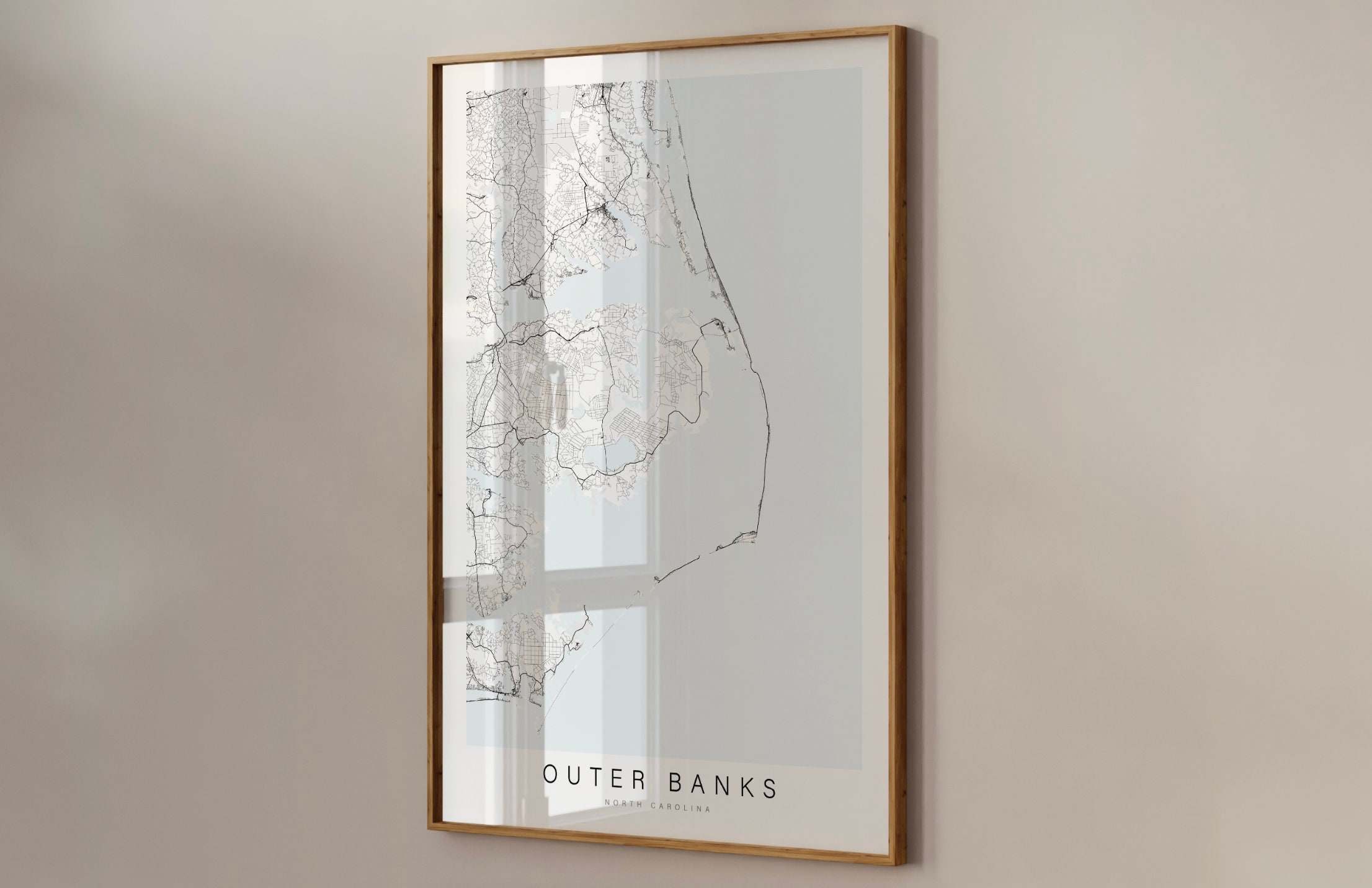 Outer Banks Map Print, North Carolina Map Print, Outer Banks North ...