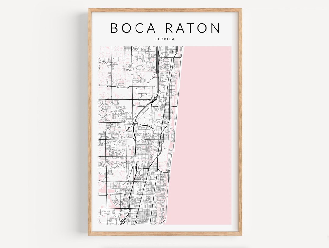 Boca Raton Florida Map Print, Boca Raton Poster, Florida Decor, Florida ...