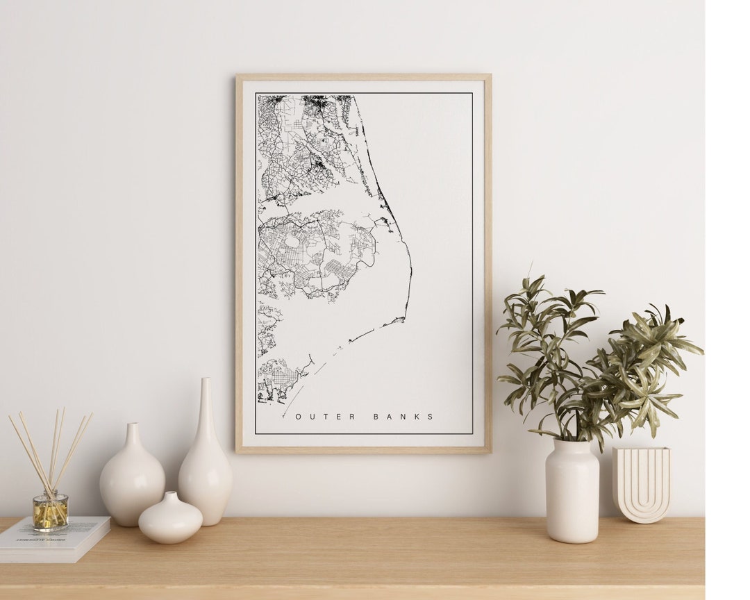 Outer Banks Map Print, North Carolina Map Print, Outer Banks North ...