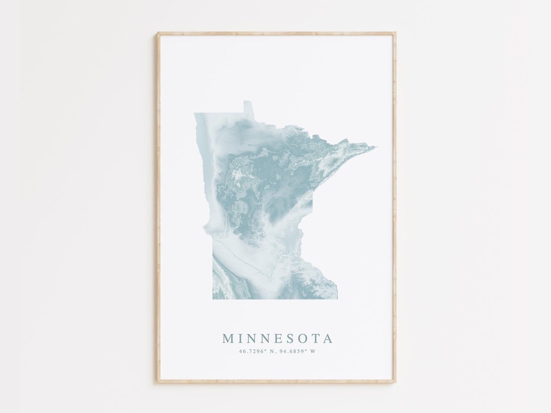 Minnesota Map Print, Map of Minnesota, Minnesota State Home Gift ...